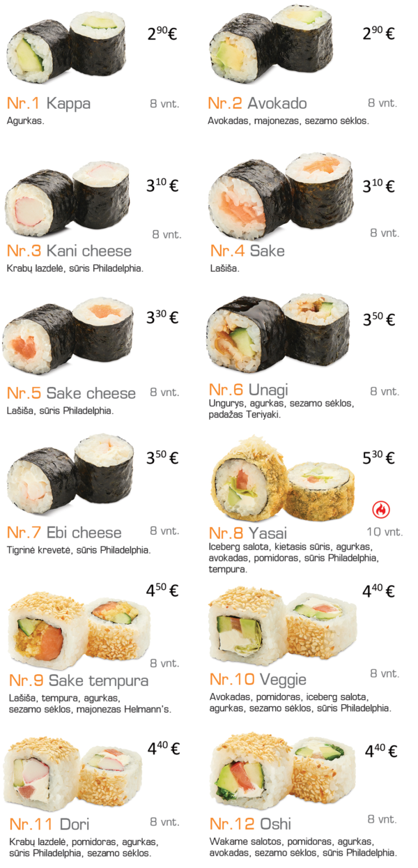 Sushi Miestas - Meniu