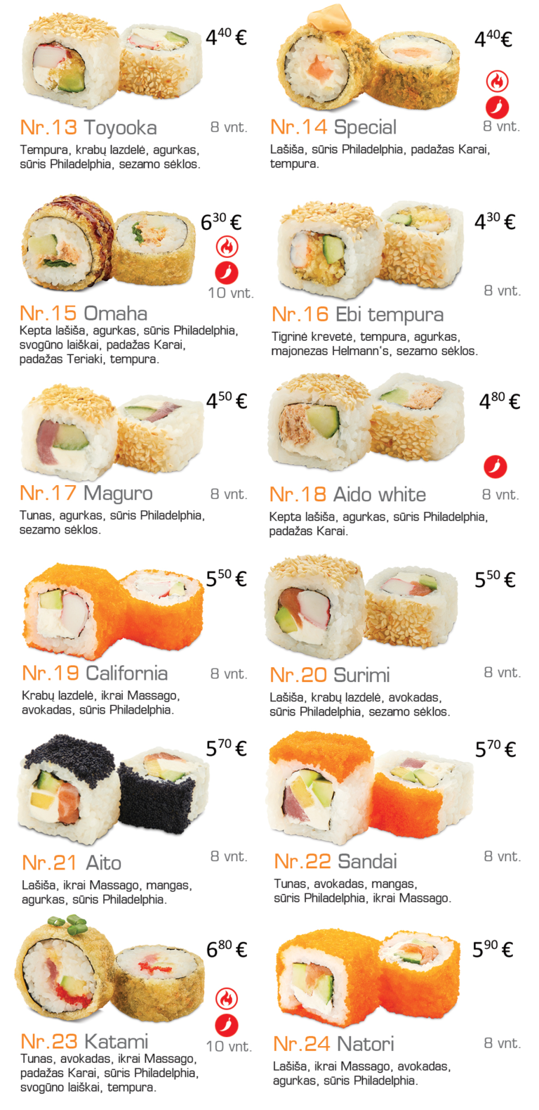 Sushi Miestas - Meniu