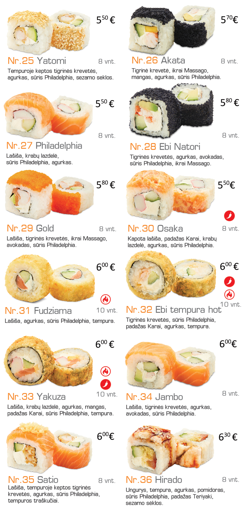 Sushi Miestas - Meniu
